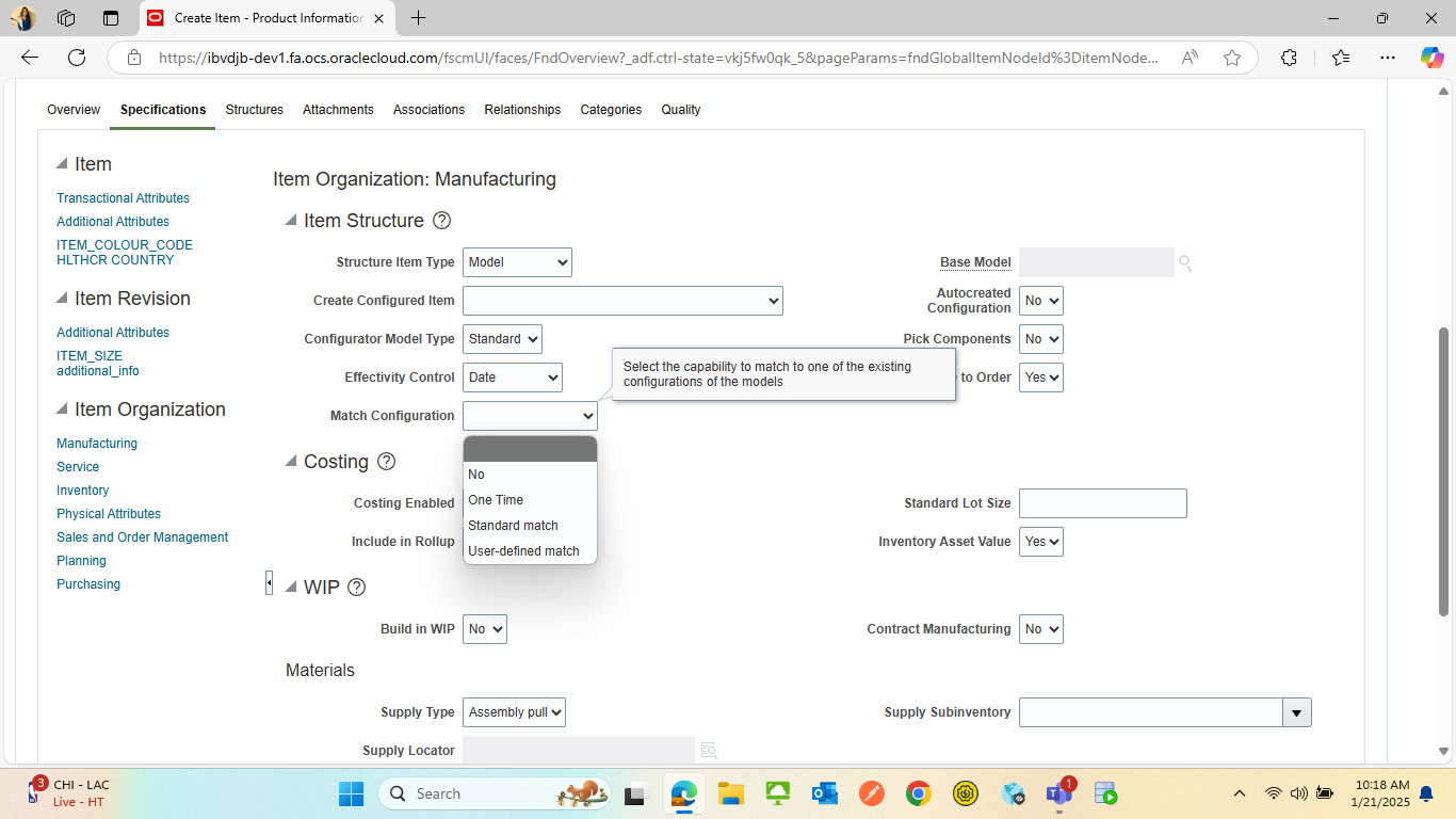 What is Match configuration attribute mean? Need a detail explanation on its 4 values showing in ...