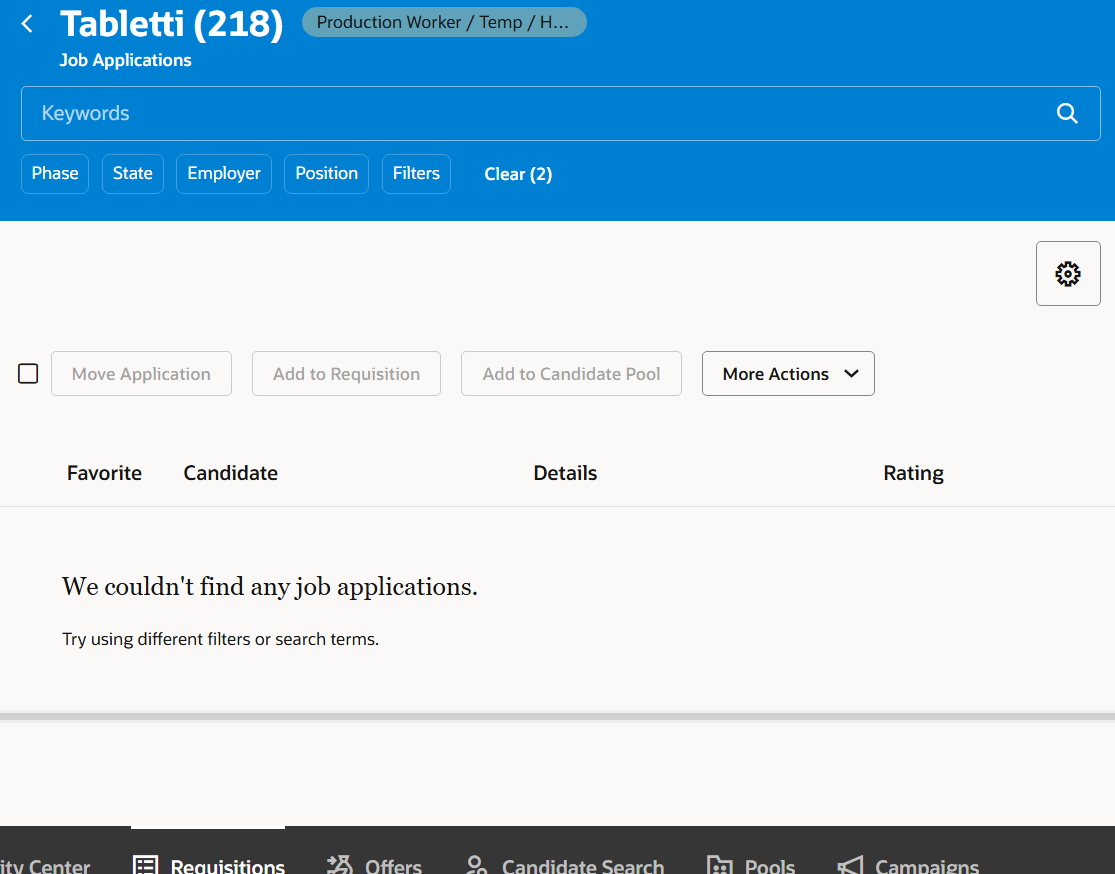 Unable To View Job Applications From Requisition — Cloud Customer Connect