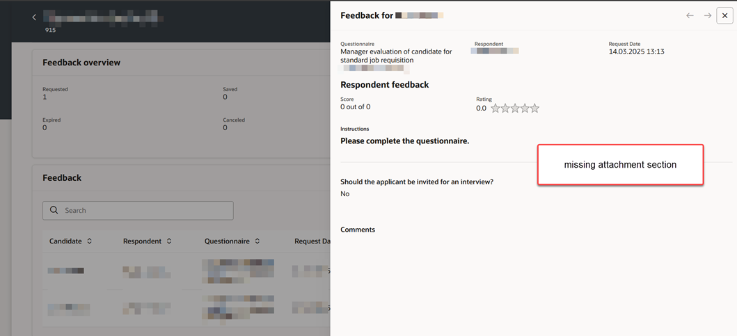 Where Is The Attachment Section In ‚view Feedback Questionnaire Redwood Ui — Cloud Customer