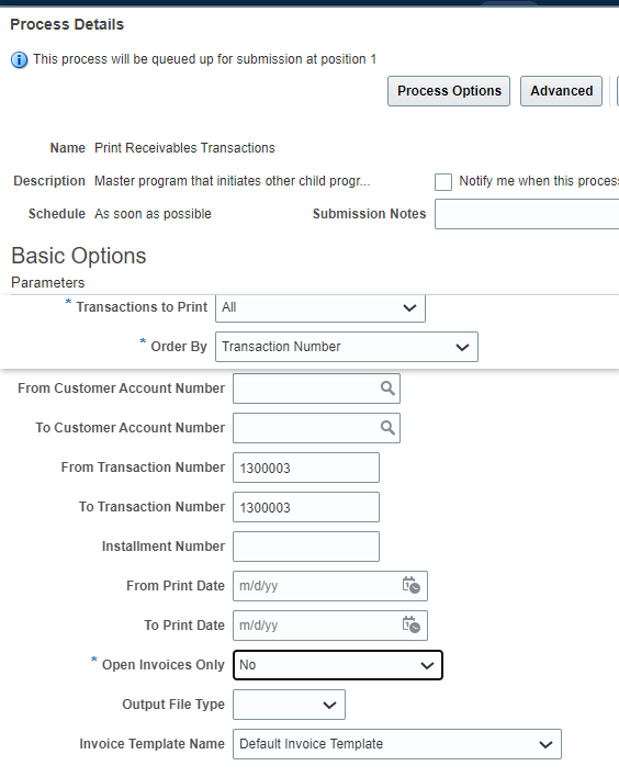 'Print Receivables Transactions' Doesn't send the invioce to required ...