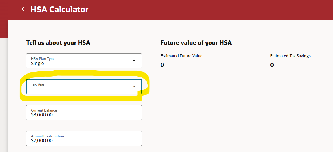HSA Calculator - Setup — Cloud Customer Connect