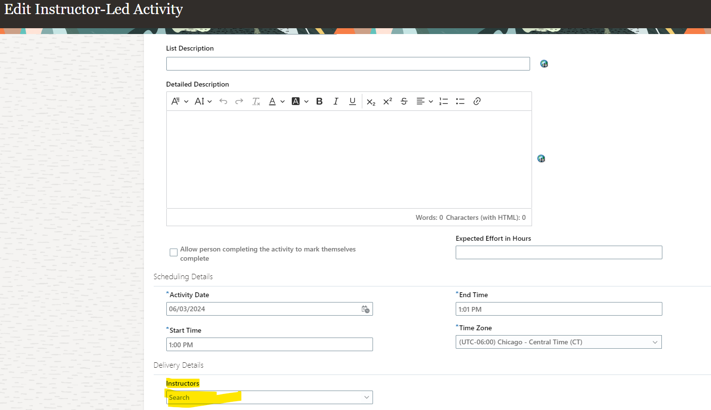 Instructor name doesn't appear in ILT activity — Cloud Customer Connect