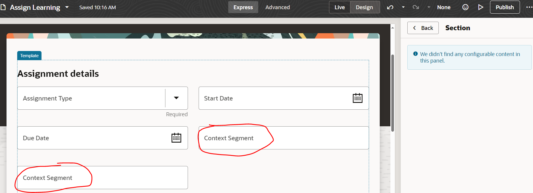How To Hide Context Segment In Assign Learning In Vbs — Cloud Customer Connect 4227