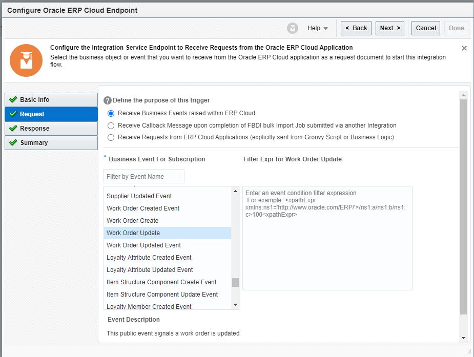 OIC ERP Cloud event for workorder operation move — Cloud Customer Connect
