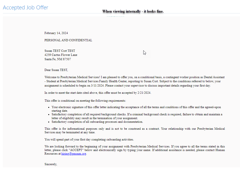 Offer Letter is Changing Font It is Downloaded by Candidate and ...