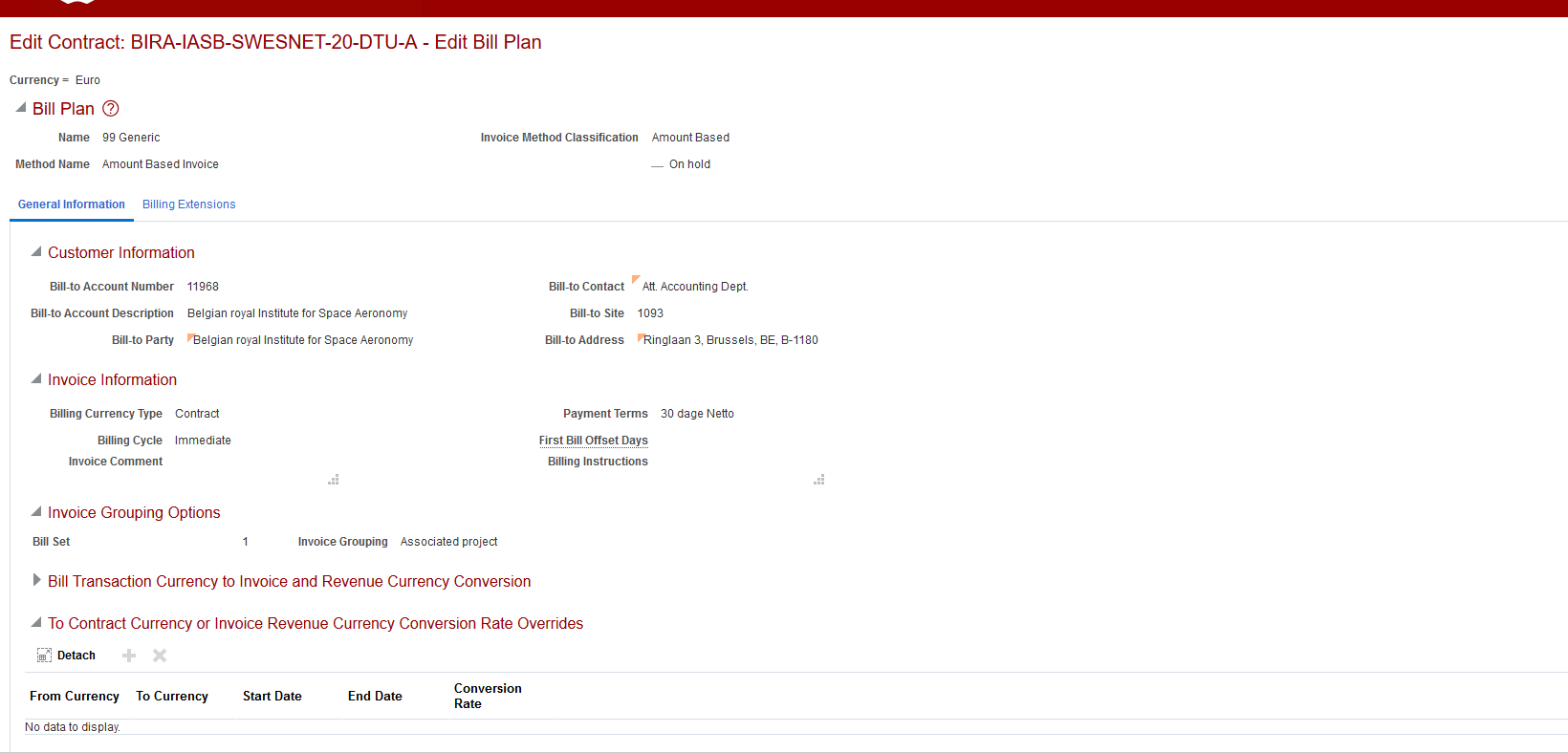 One contract, one line, two projects, two events....need one invoice ...
