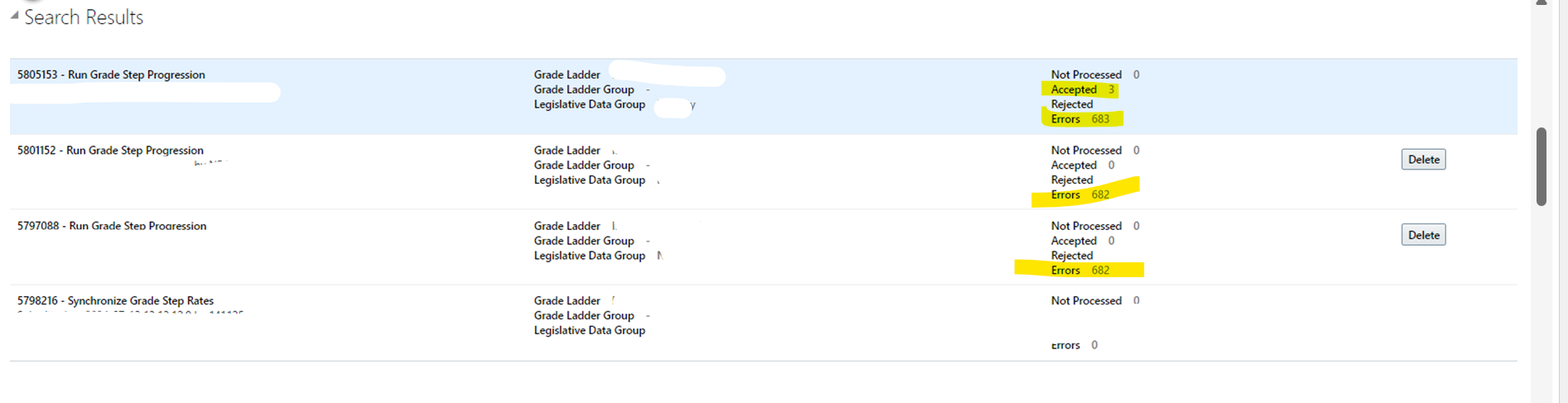 Grade Step Progression process showing many errors in Review Proposed ...