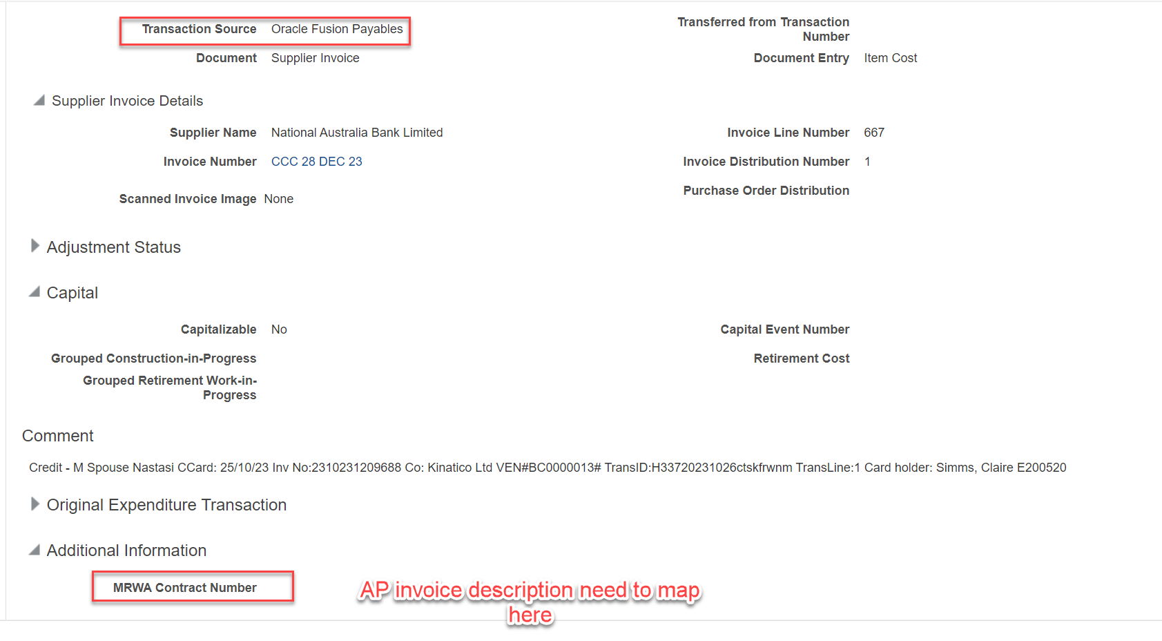 How To Get Ap Invoice Description To Manage Project Cost Form — Cloud Customer Connect