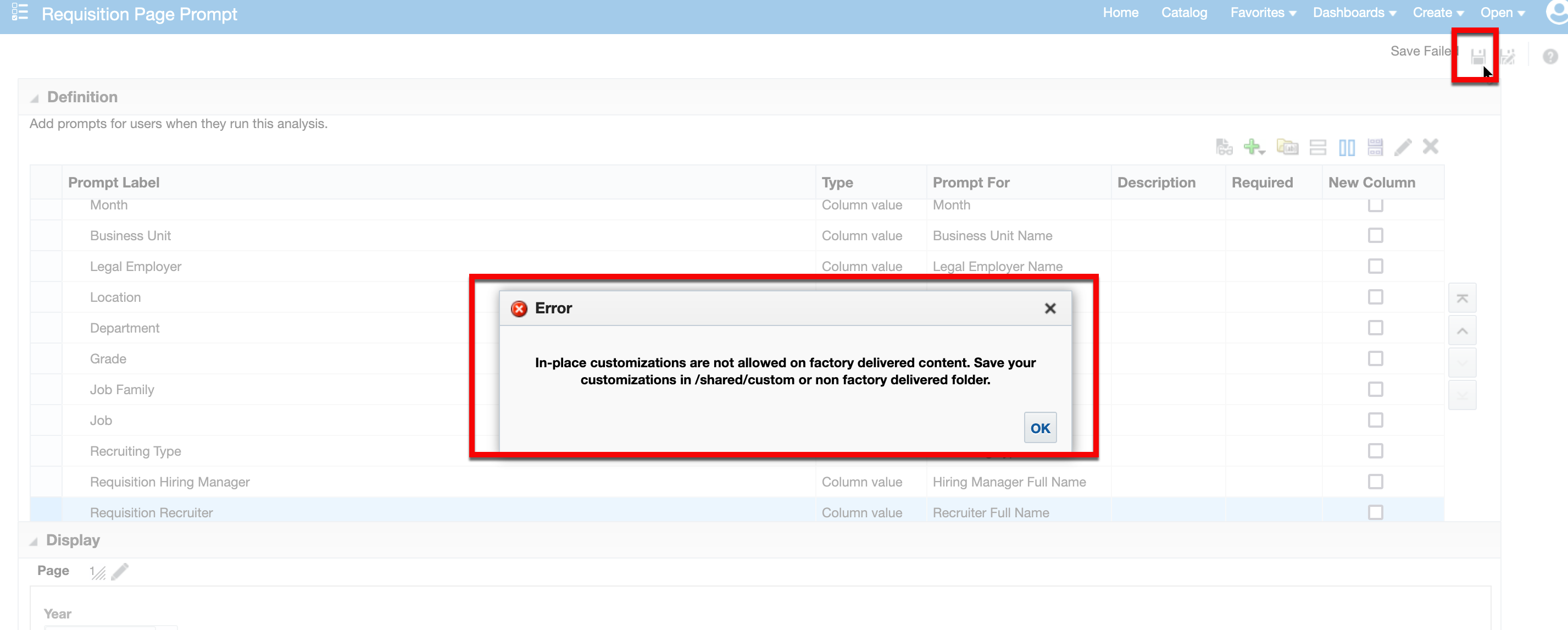 Cannot Modify Prompts/Filter on Custom Recruit-to-Hire Dashboard — Cloud Customer Connect