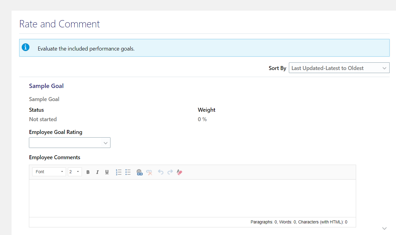 Dff Required In Evaluation Section Page For Performance Goals — Cloud Customer Connect