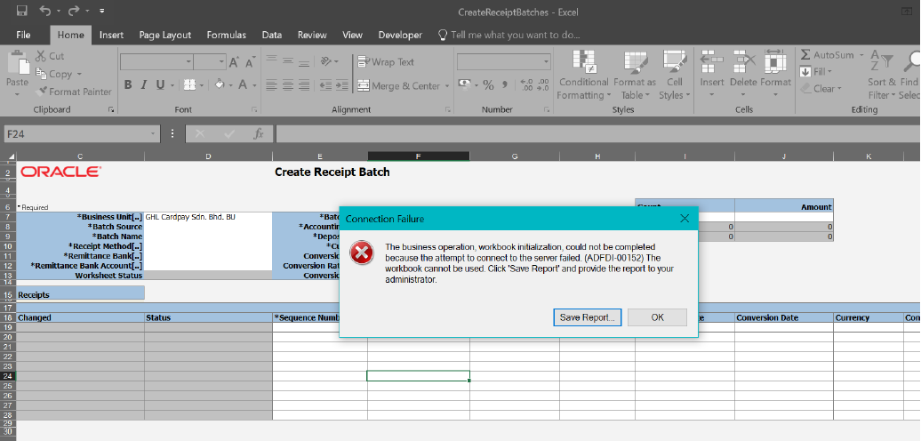 Unable to use Oracle ADFdi template — Cloud Customer Connect
