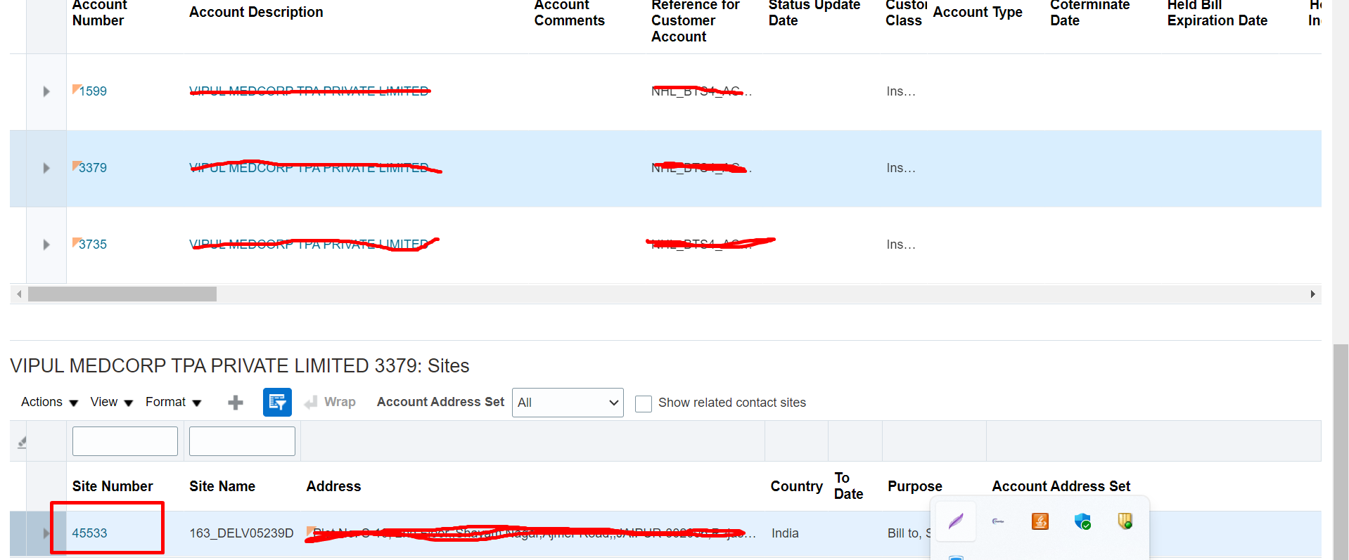 How to change the enddate of the customer account sites uses such as ...