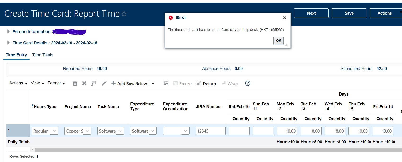 Time Card Cant Be Submitted After Adding A Threshold — Cloud Customer Connect