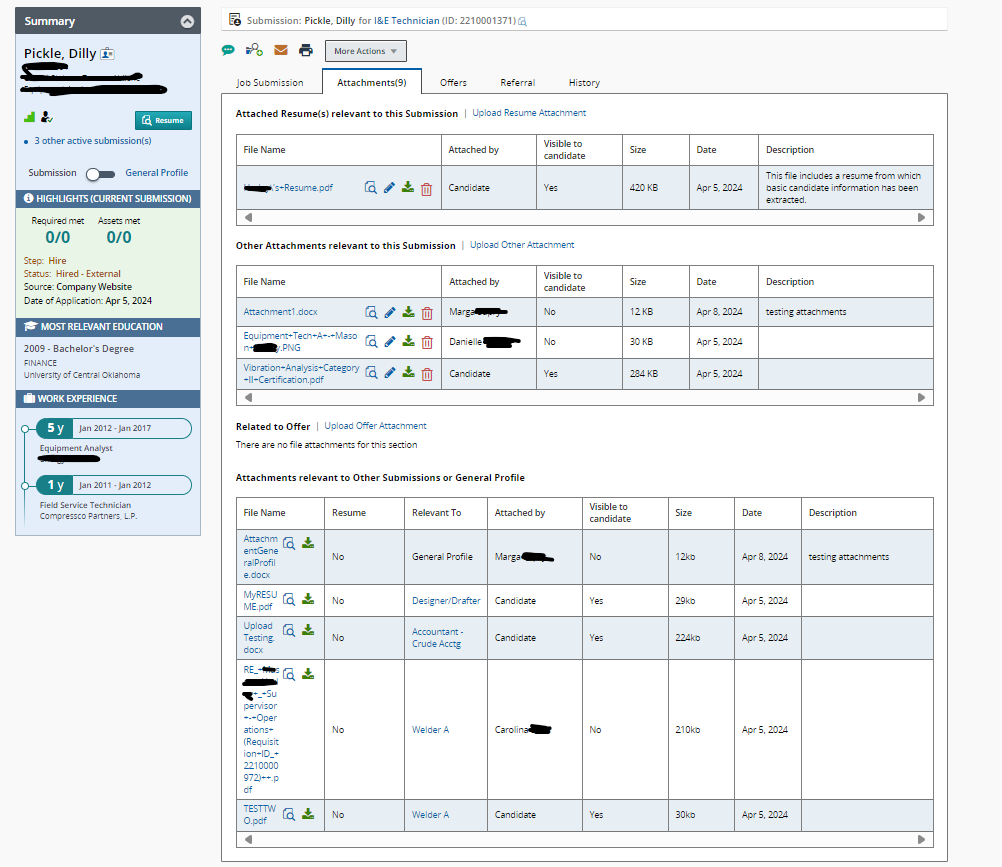 Is It Possible To Filter Out Taleo Job Submission Attachments Not Relevant To That Requisition