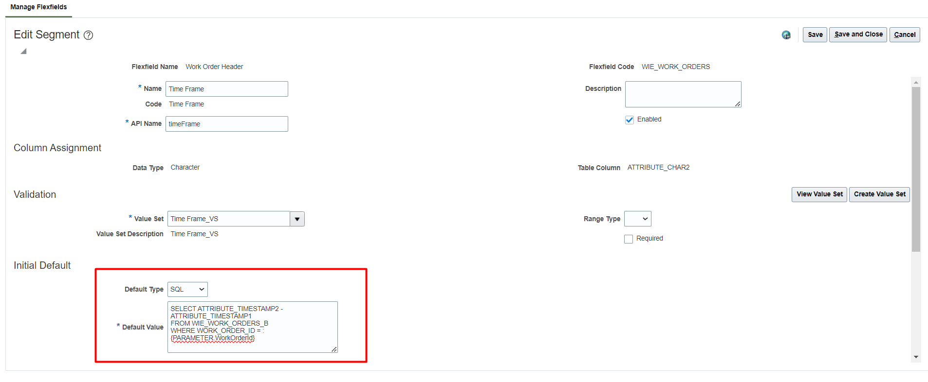 What is the bind variable that can be used for Maintenance Work Order ...