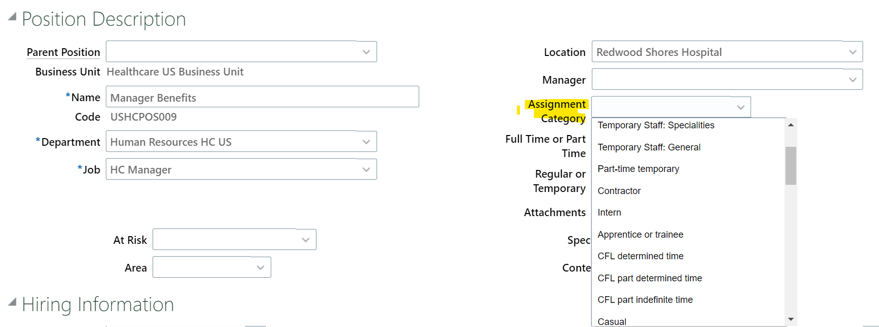 Assignment Category Values On Positions Page — Cloud Customer Connect 7690