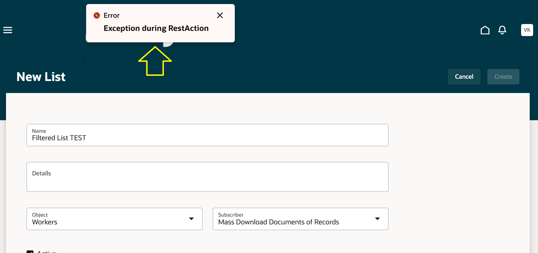 Restaction Error When Creating Filtered List In Redwood — Cloud Customer Connect
