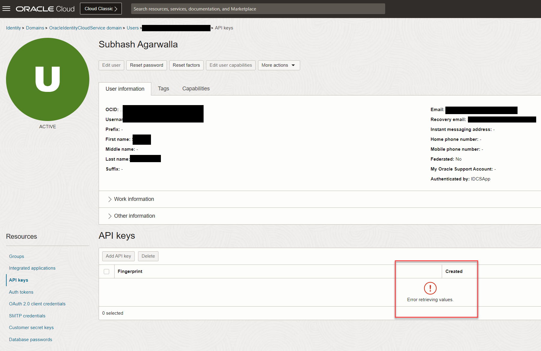 Group policy for generating user API keys — Cloud Customer Connect