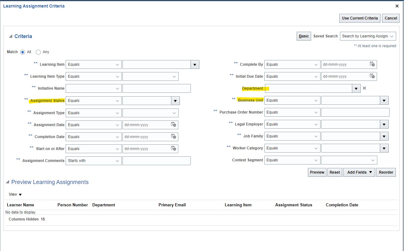 How to Edit the Learning Assignment Criteria Form to Require Certain Fields — Cloud Customer Connect