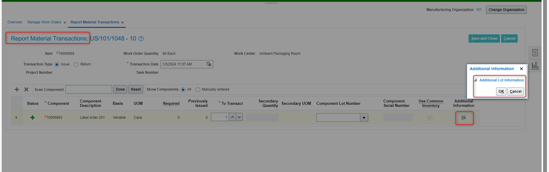 How to Enable DFF at Report material transaction — Cloud Customer Connect