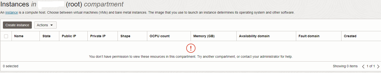 Tenancy Details Failed You Dont Have Permission To View These Resources In This Compartment