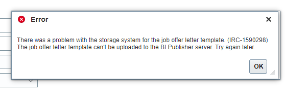 "There was a problem with the storage system for the job offer letter ...