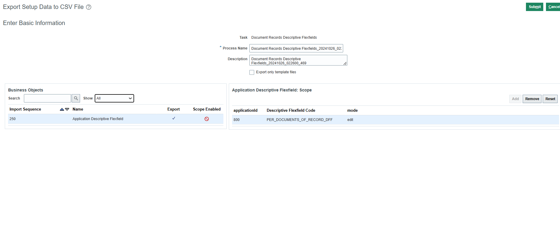 Export Setup Data To Csv File Document Records Descriptive Flexfields 9826