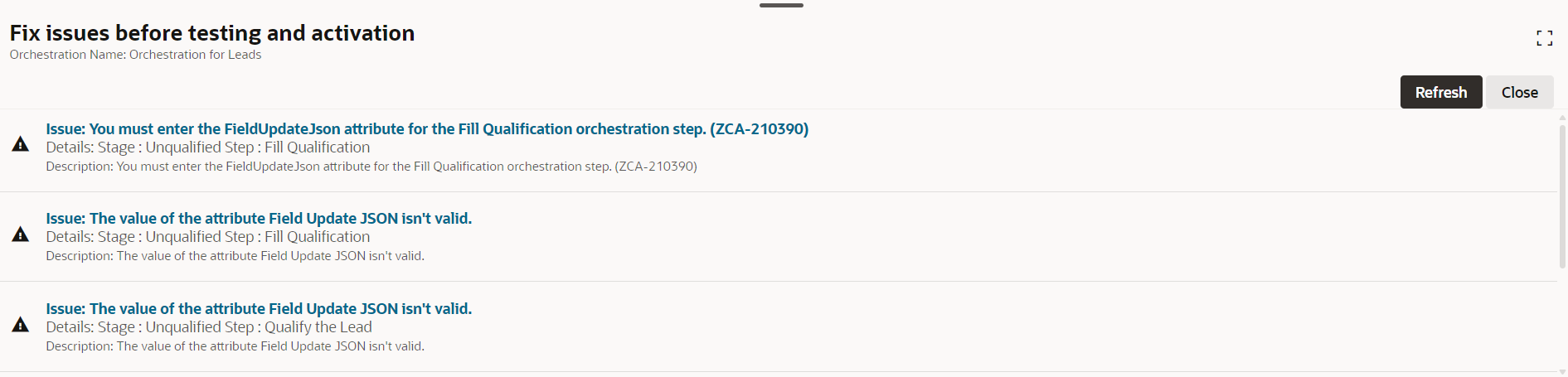 Orchestration Error: The value of the attribute Field Update JSON isn't ... Orchestration Error: The value of the attribute Field Update JSON isn't ...