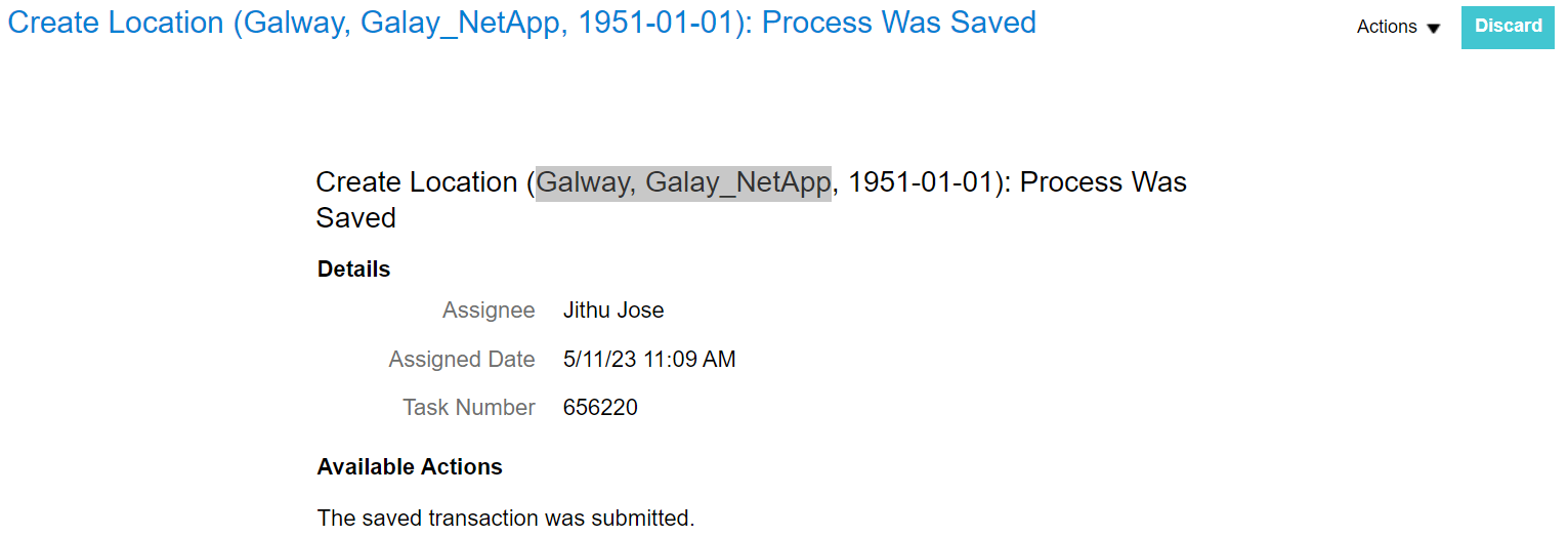 Not able to create new location from manage locations task — Cloud Customer Connect