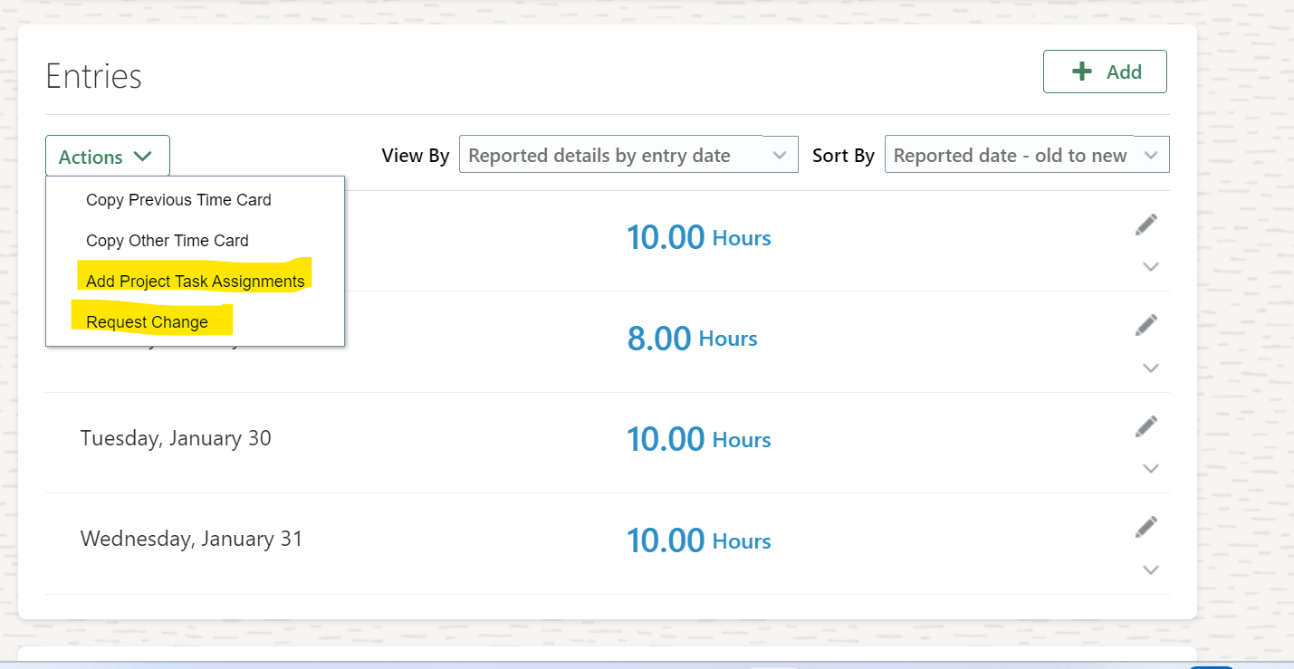 Privilege to remove request time change and add project task assignment — Cloud Customer Connect