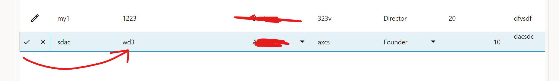 Editable table row in edit mode unable to identify because of colour — Cloud Customer Connect