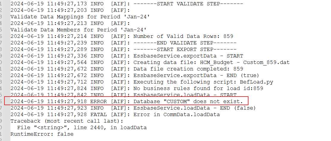 Database "CUSTOM" does not exist — Cloud Customer Connect