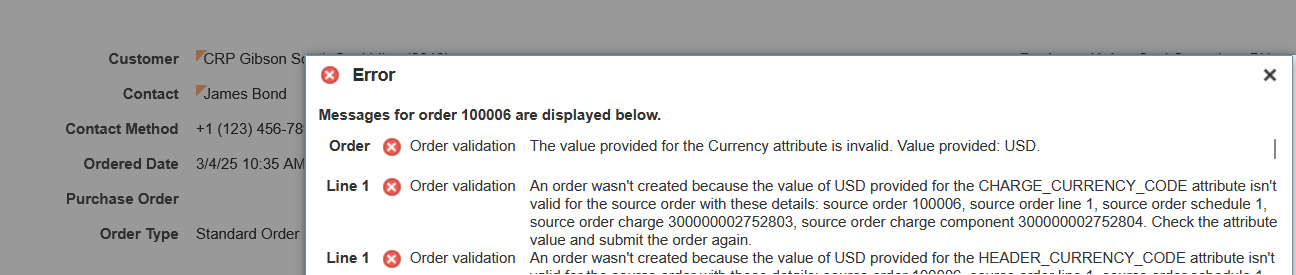 Sales Order - Validation Error: Currency attribute is invalid. Value ...