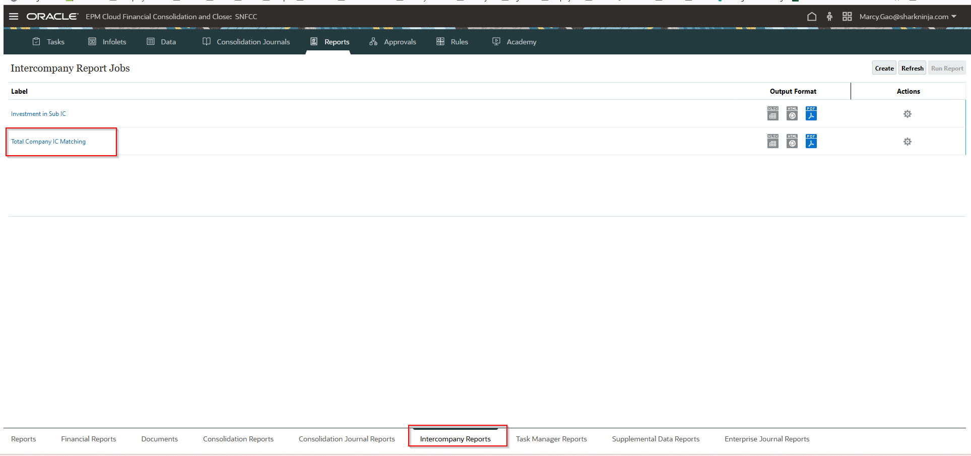 Audit team need a clarification from Oracle official to prove Intercomapany report is standard ...