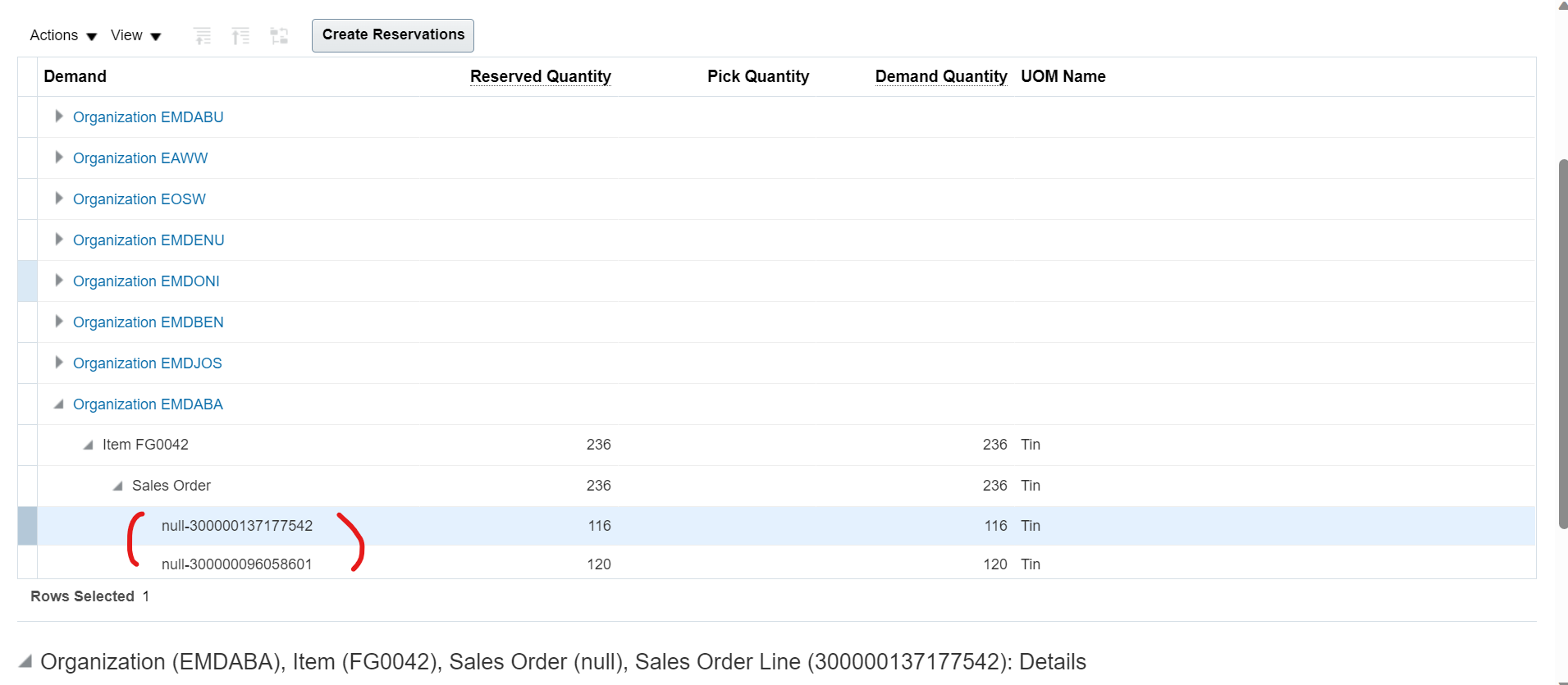 How Do We Trace Sales Order Number That Is Null But Have An Item Reserved Against It On