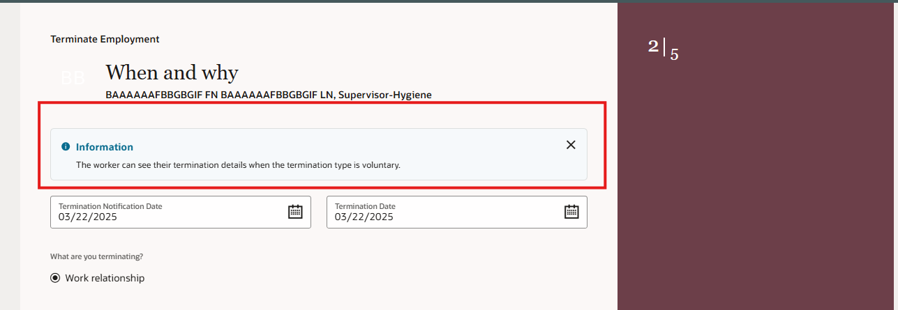 Redwood Can We Hide This Warning Message In Terminate Employment — Cloud Customer Connect