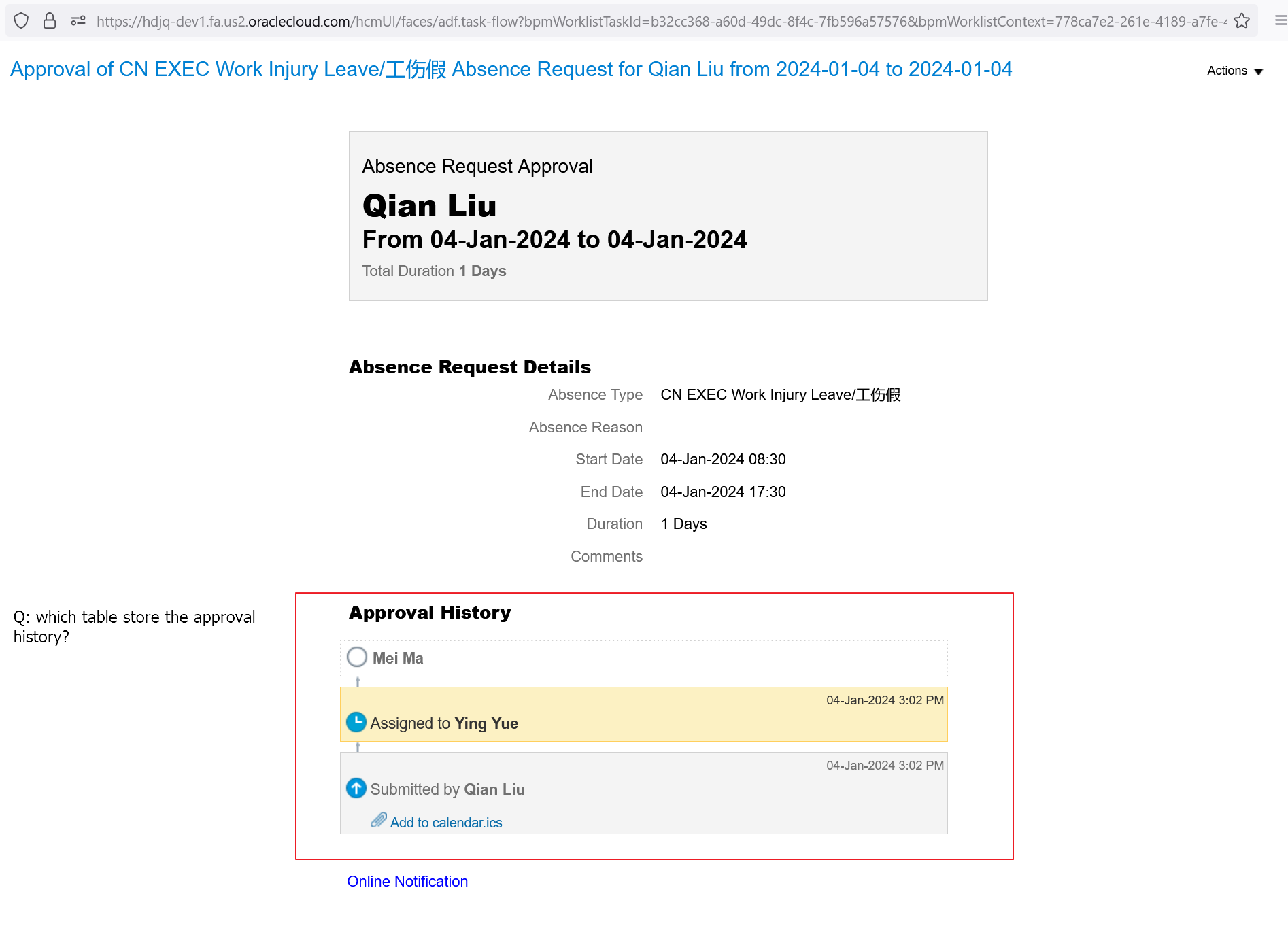 Extract absence approval workflow — Cloud Customer Connect