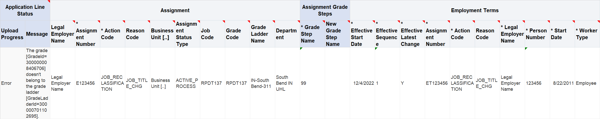 HSDL error: The grade {GRADE_NAME} doesn't belong to the grade ladder {GRADE_LADDER_NAME ...