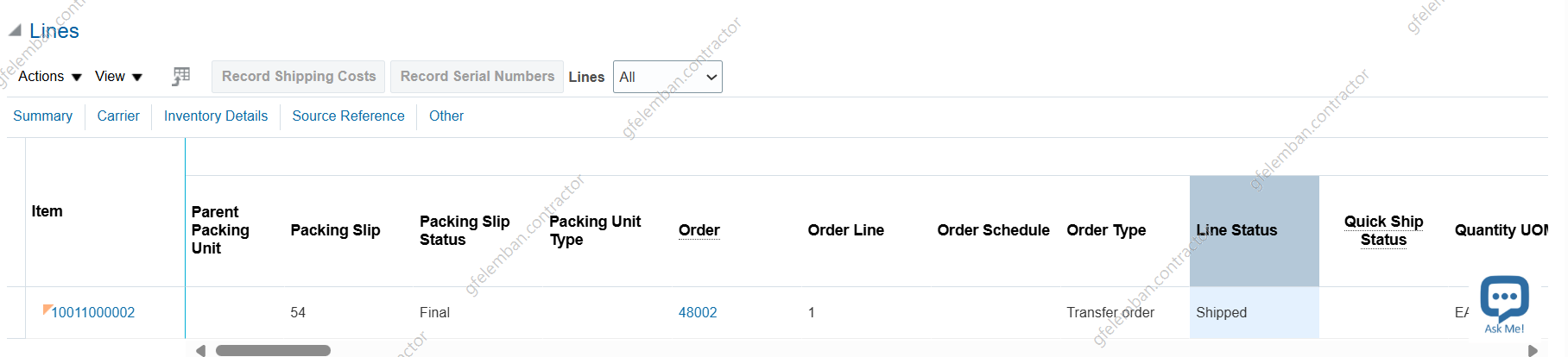 unable to receive transfer orders — Cloud Customer Connect