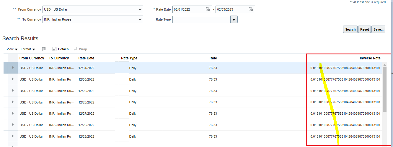 GL exchange rates decimals — Cloud Customer Connect