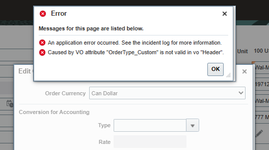 Issue in Sales Order Header — Cloud Customer Connect