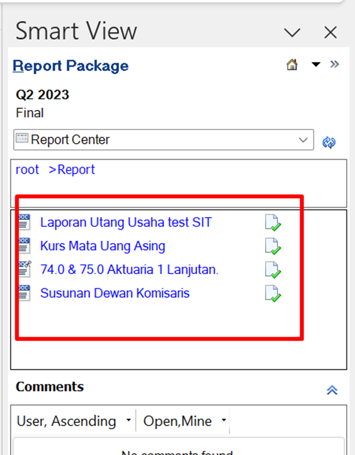 Open All Doclet at once in Report Package via SmartView — Cloud ...