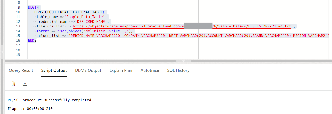 Linking Oracle Object Storage File As External Table In Adw — Cloud 6017