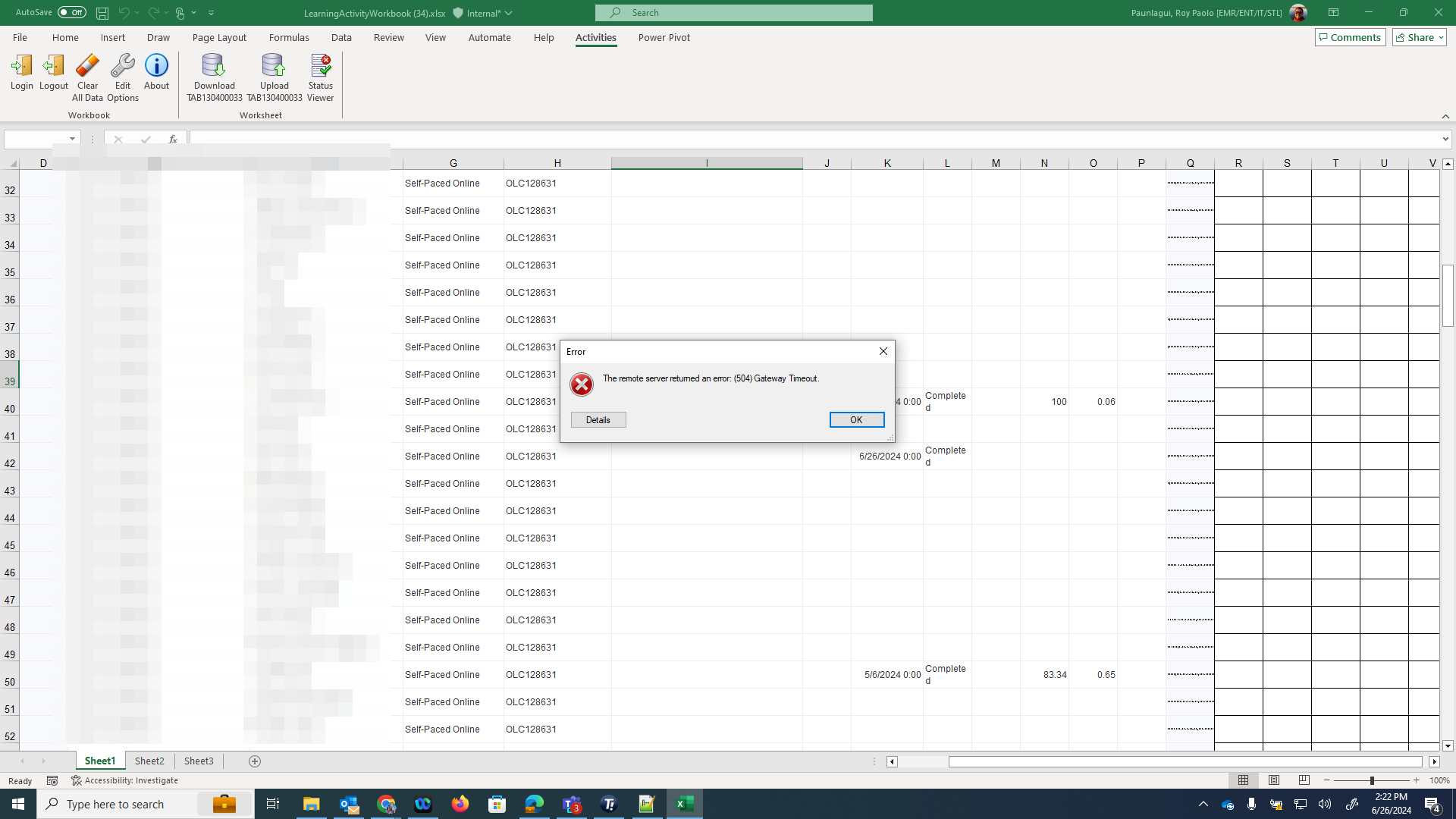 Issues with edit learning activities in a spreadsheet - The remote ...