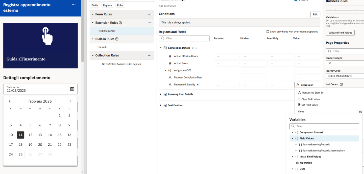 Do you know if is it possible create an autocomplete rule for "Record External Learning ...