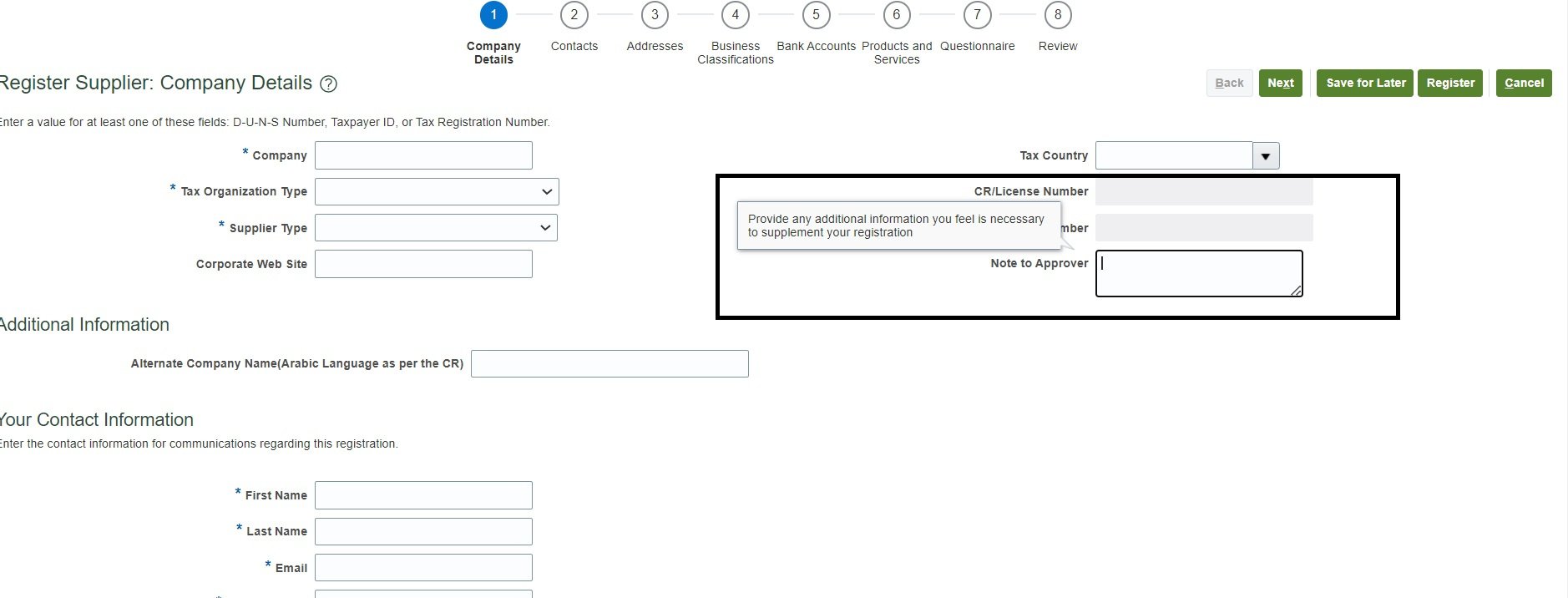 Extending the Next Gen Supplier Registration Portal — Cloud Customer Connect