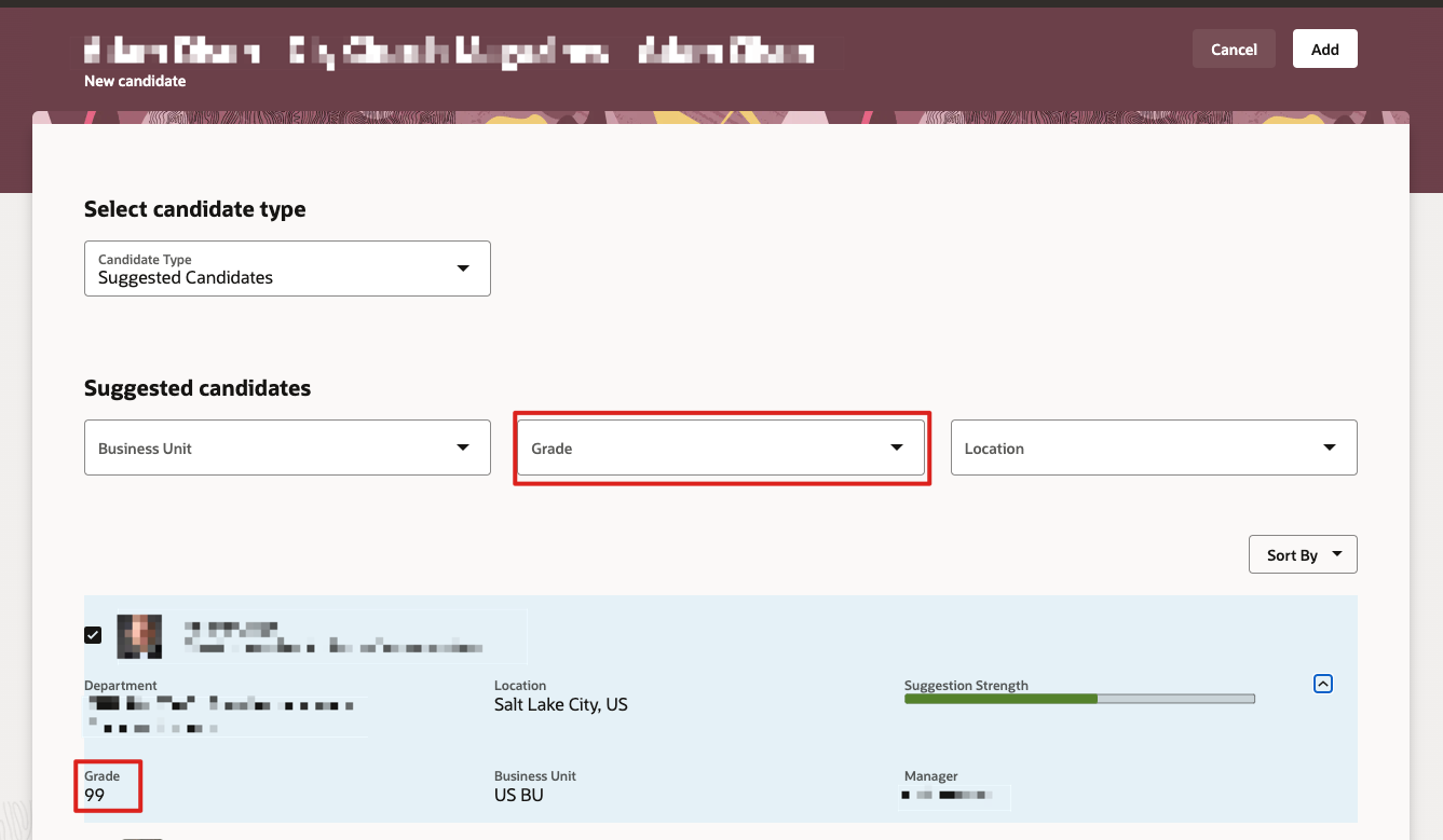 How Do We Hide The Job Grade When Using Suggested Candidate On Redwood Succession Plan — Cloud
