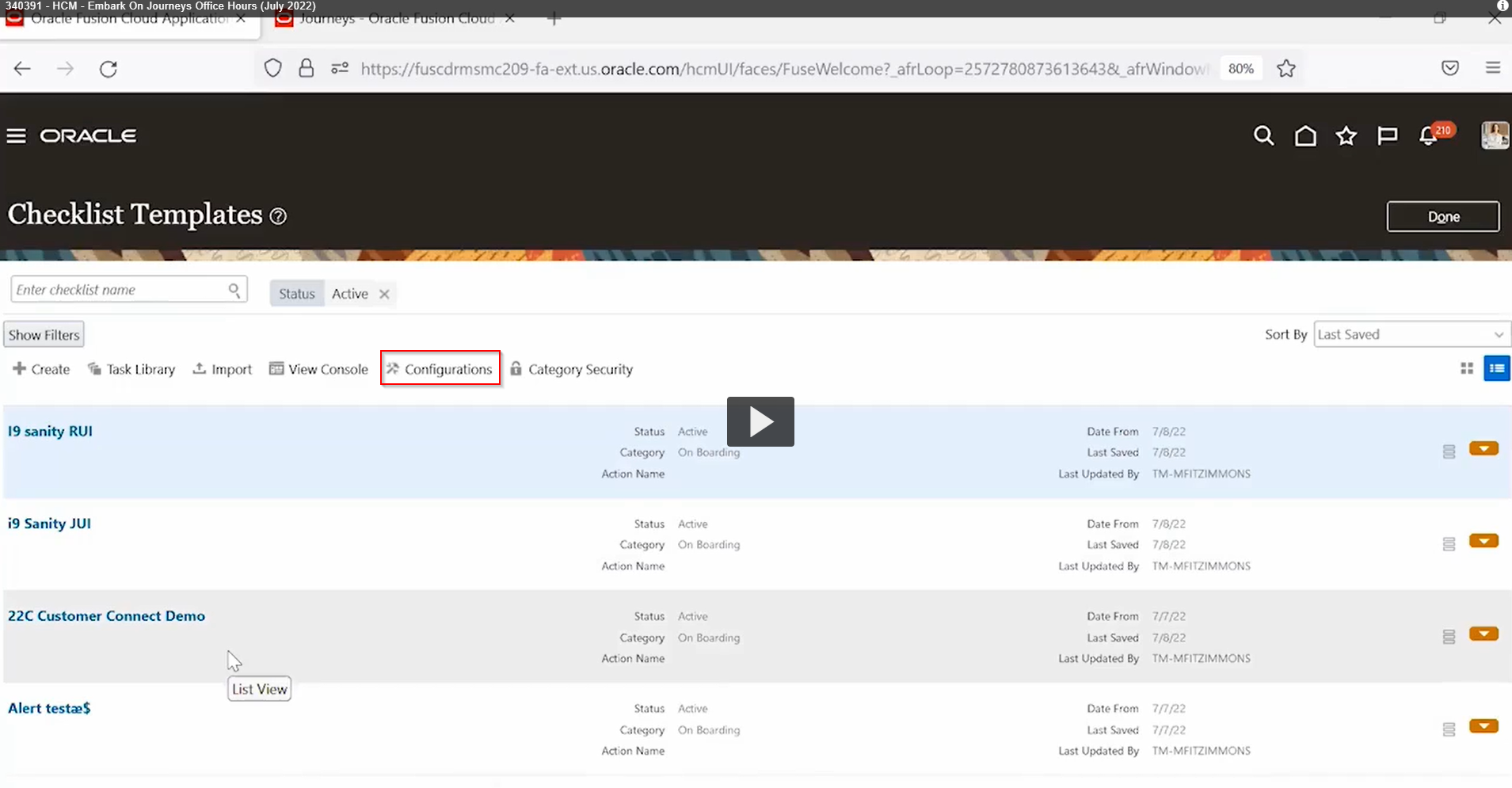 Journeys Configuration Checklist Templates — Cloud Customer Connect
