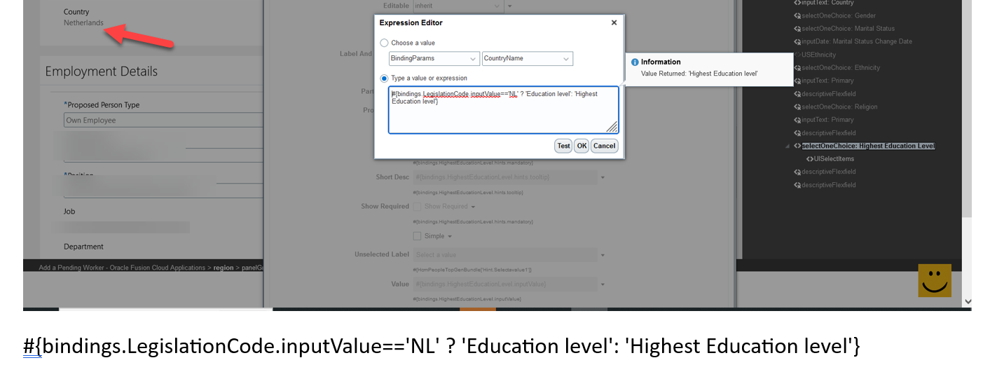 EL expression to change label and translation Using Page composer — Cloud Customer Connect