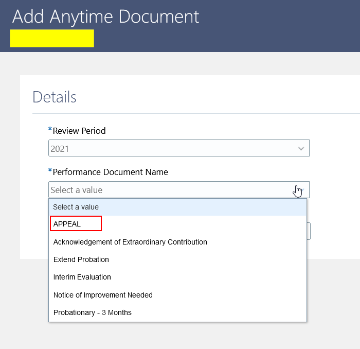 How To Hide The List Of Value From Add Anytime Document Through Ess — Cloud Customer Connect